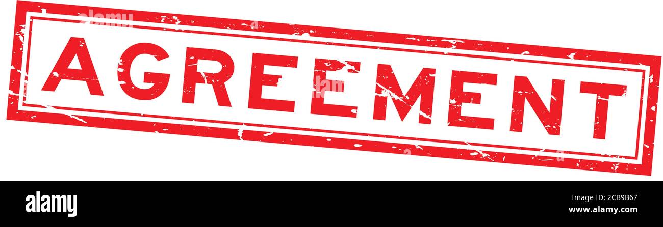 Grunge red agreement word square rubber seal stamp on white background ...