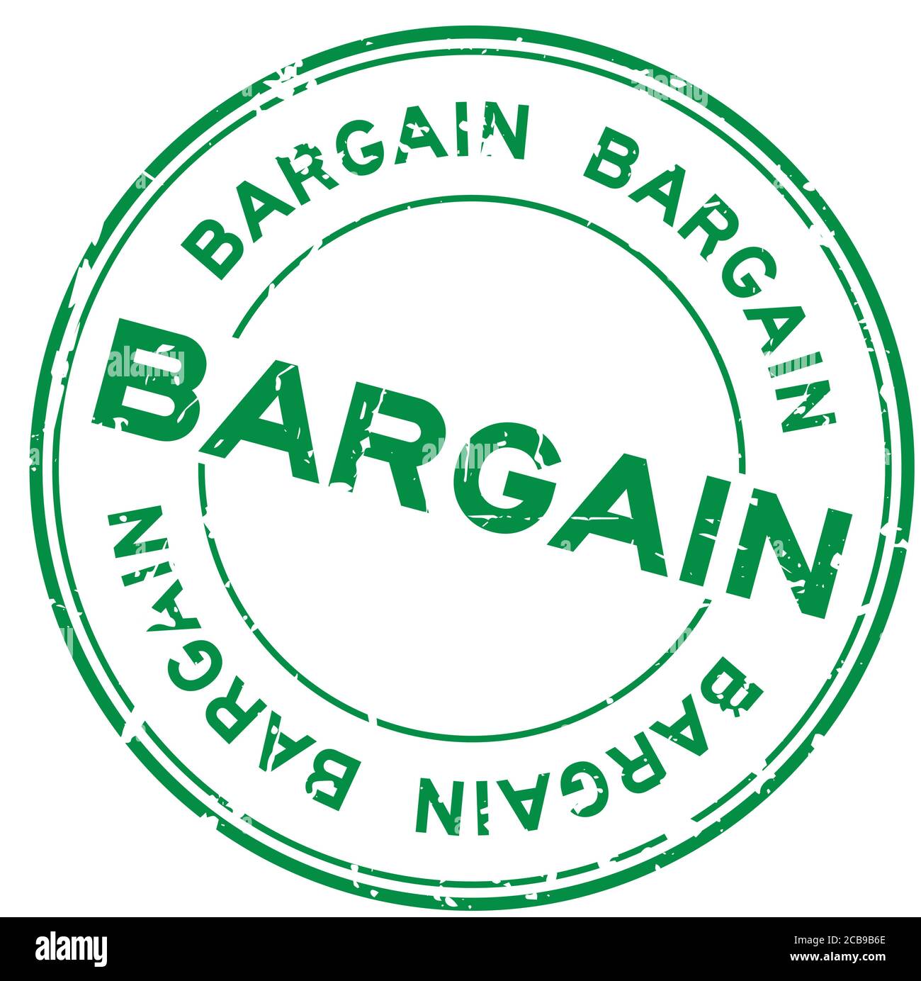 Grunge green bargain word round rubber seal stamp on white background ...