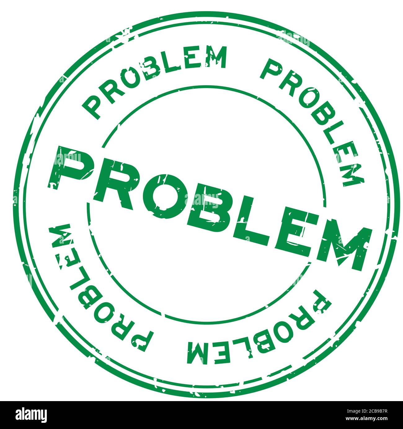 Grunge green problem round rubber seal stamp on white background Stock ...