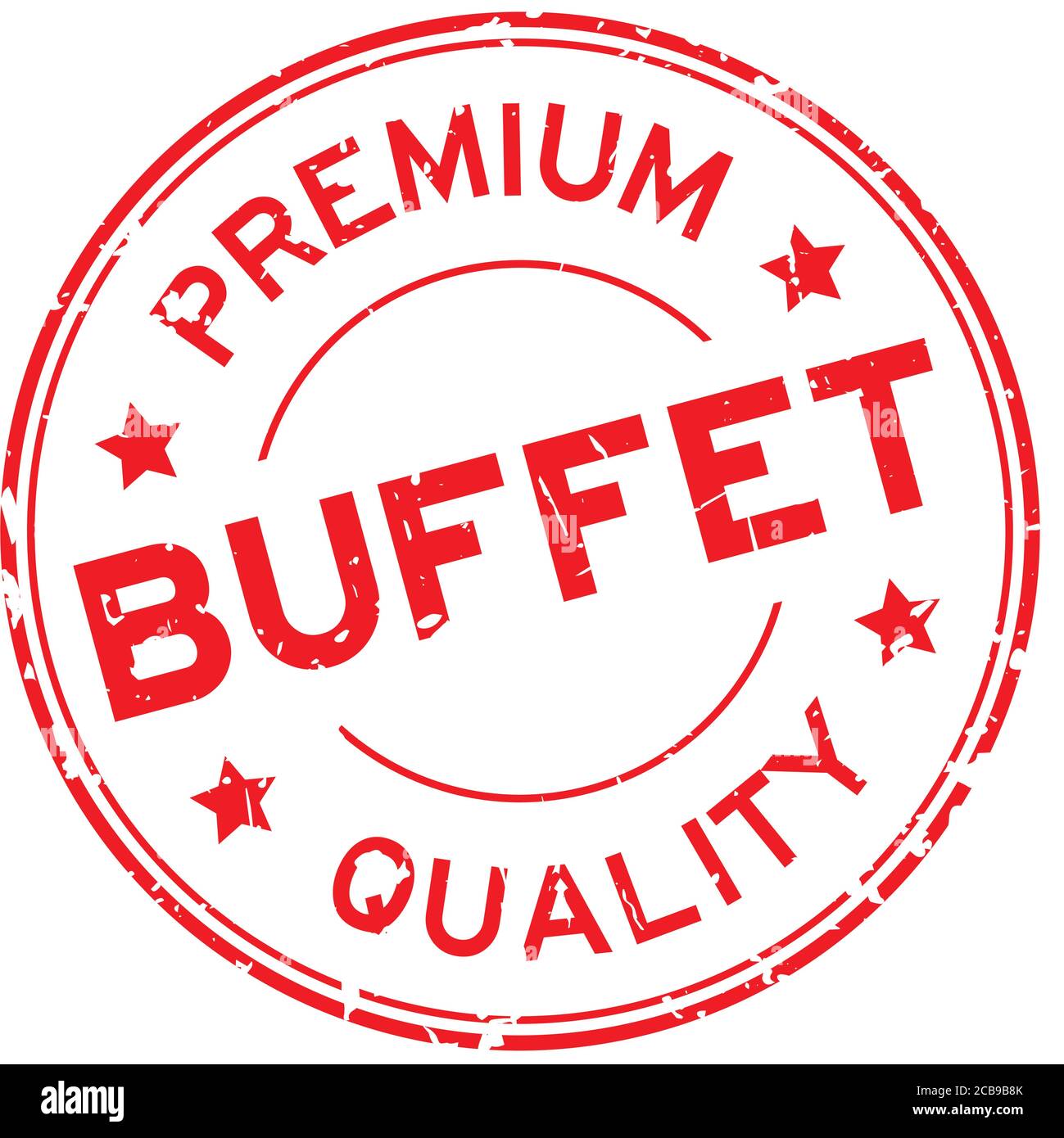 Grunge red premium quality buffet round rubber seal stamp on white ...