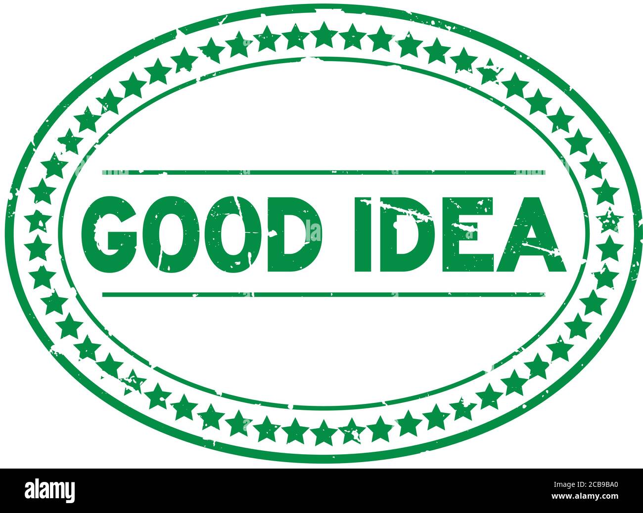 Grunge green good idea oval round rubber seal stamp on white background ...