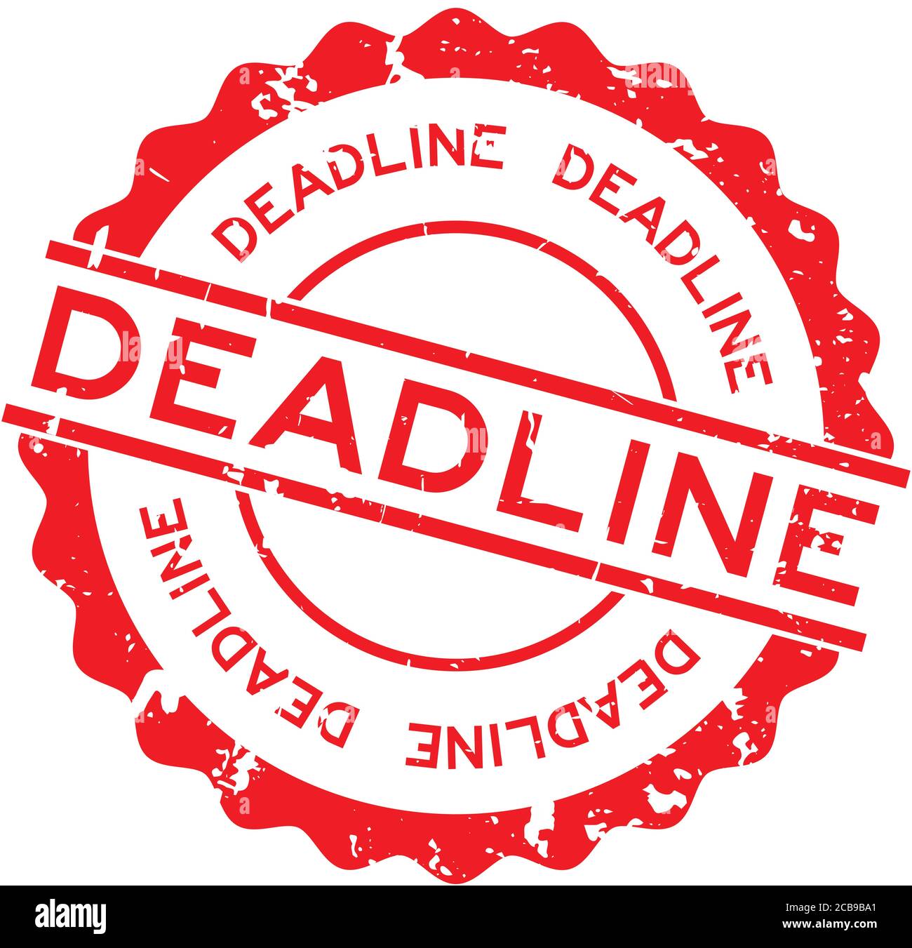 Grunge red deadline word round rubber seal stamp on white background ...