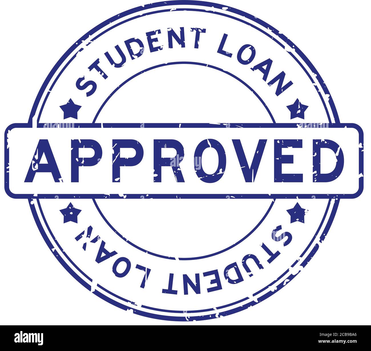 Grunge blue student loan approved word round rubber seal stamp on white ...