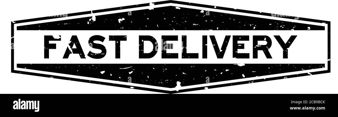 Grunge black fast delivery word hexagon rubber seal stamp on white ...