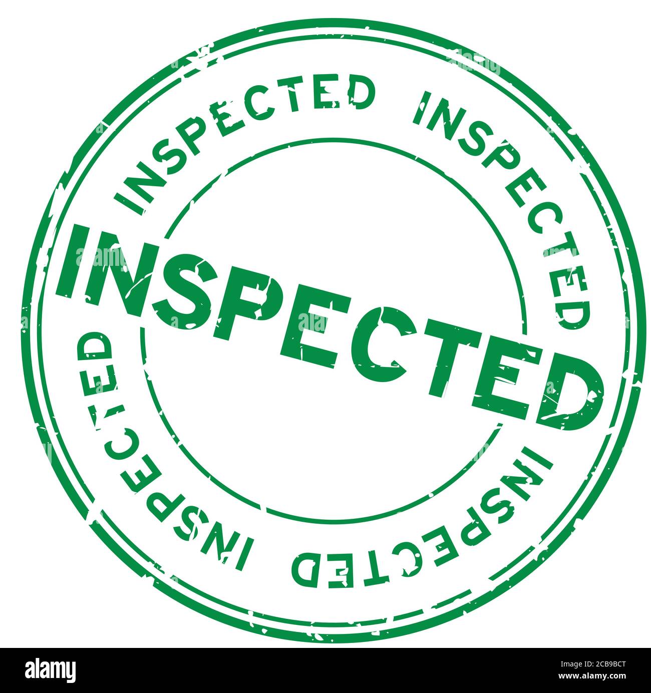 Grunge green inspected word round rubber seal stamp on white background ...