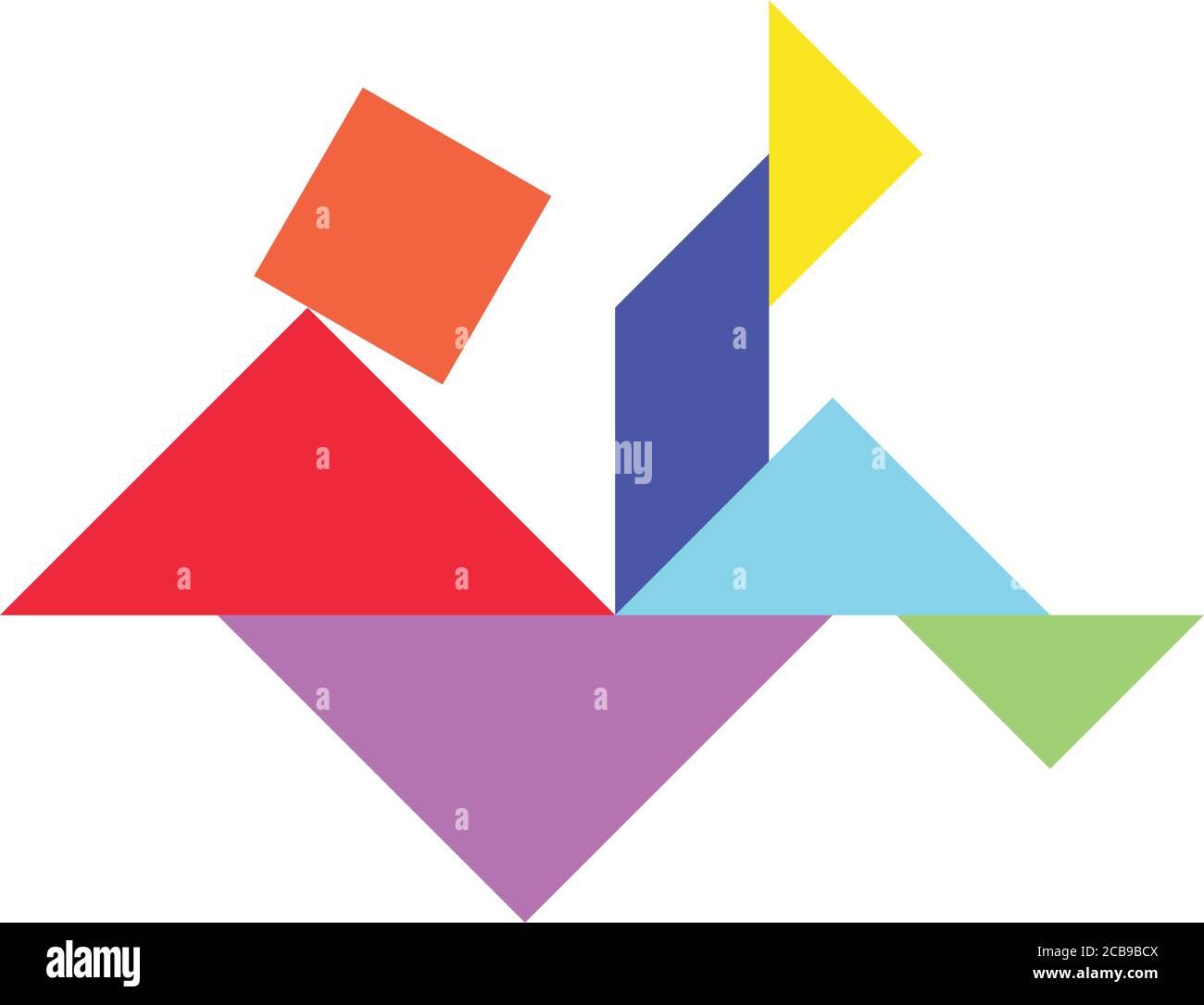 Color tangram puzzle in falling man shape on white background (Vector ...