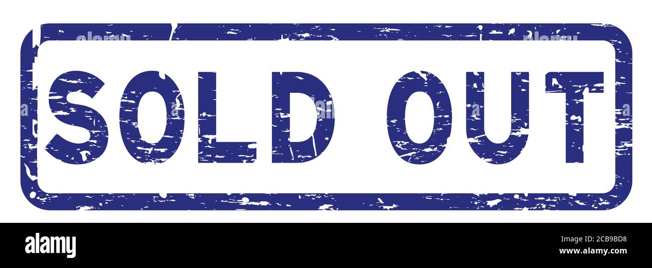 Grunge blue sold out square rubber seal stamp on white background Stock ...