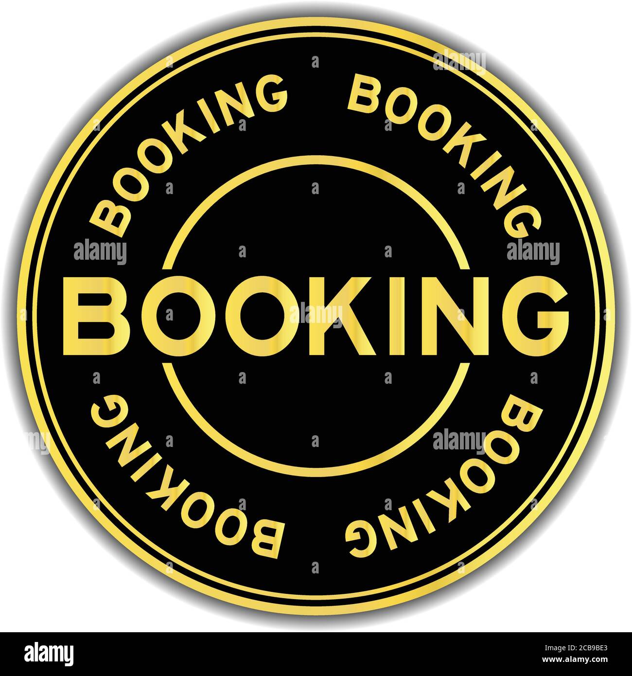 Gold and black color sticker in word booking on white background Stock ...