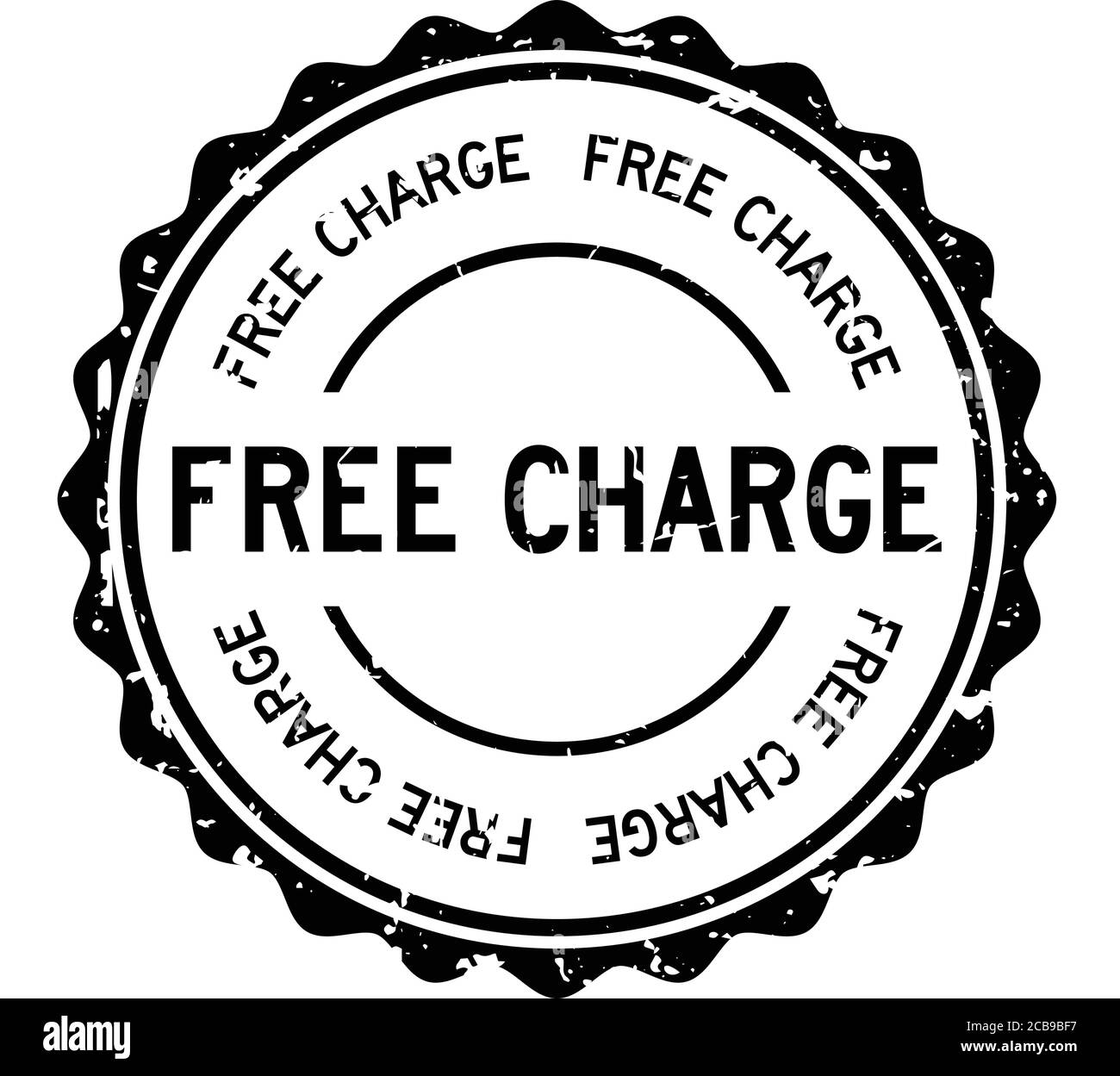 Grunge black free charge word round rubber seal stamp on white ...