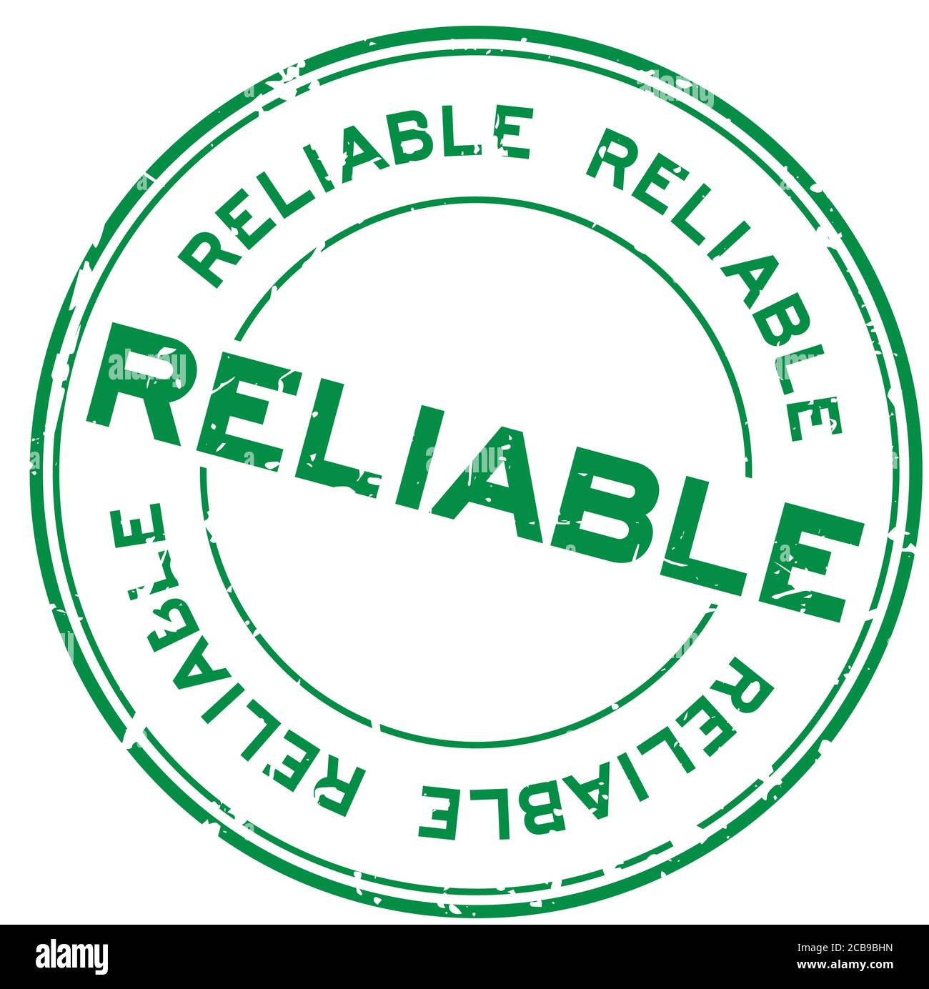 Grunge green reliable round rubber seal stamp on white background Stock ...