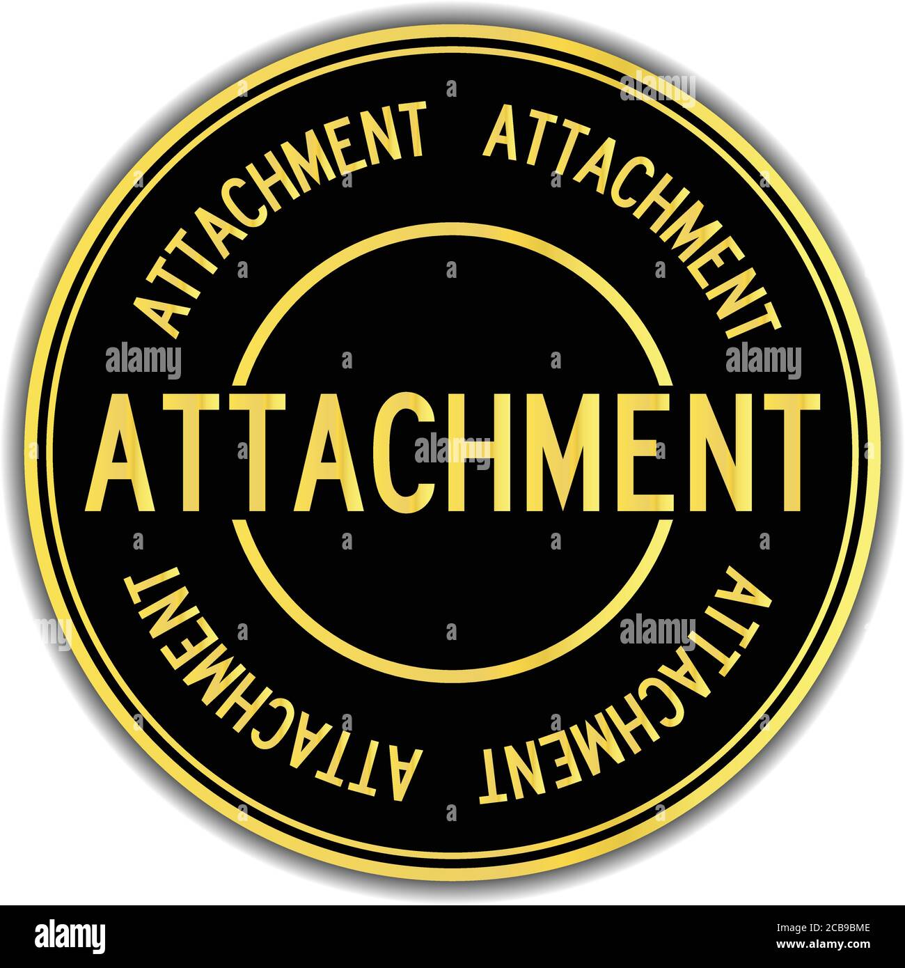Gold and black color sticker in word attachment on white background ...