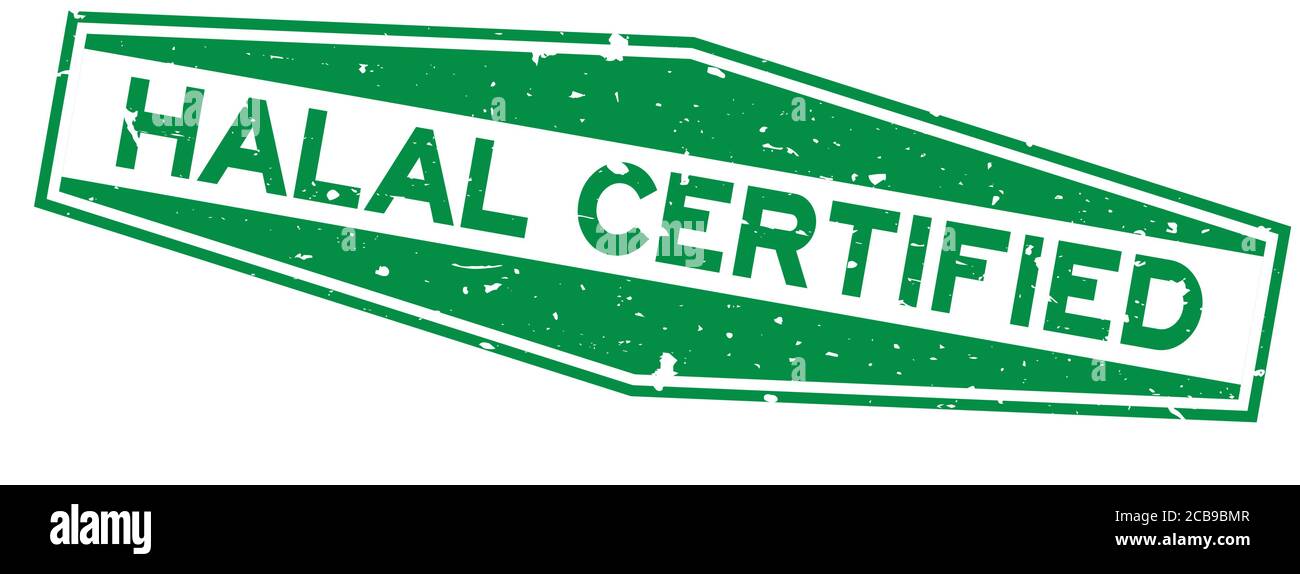 Grunge green halal certified word hexagon rubber seal stamp on white background Stock Vector ...