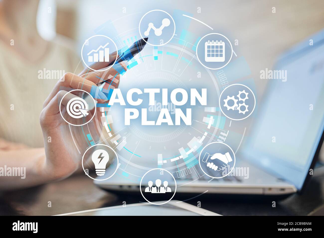 Action plan, business strategy, time management concept on virtual ...