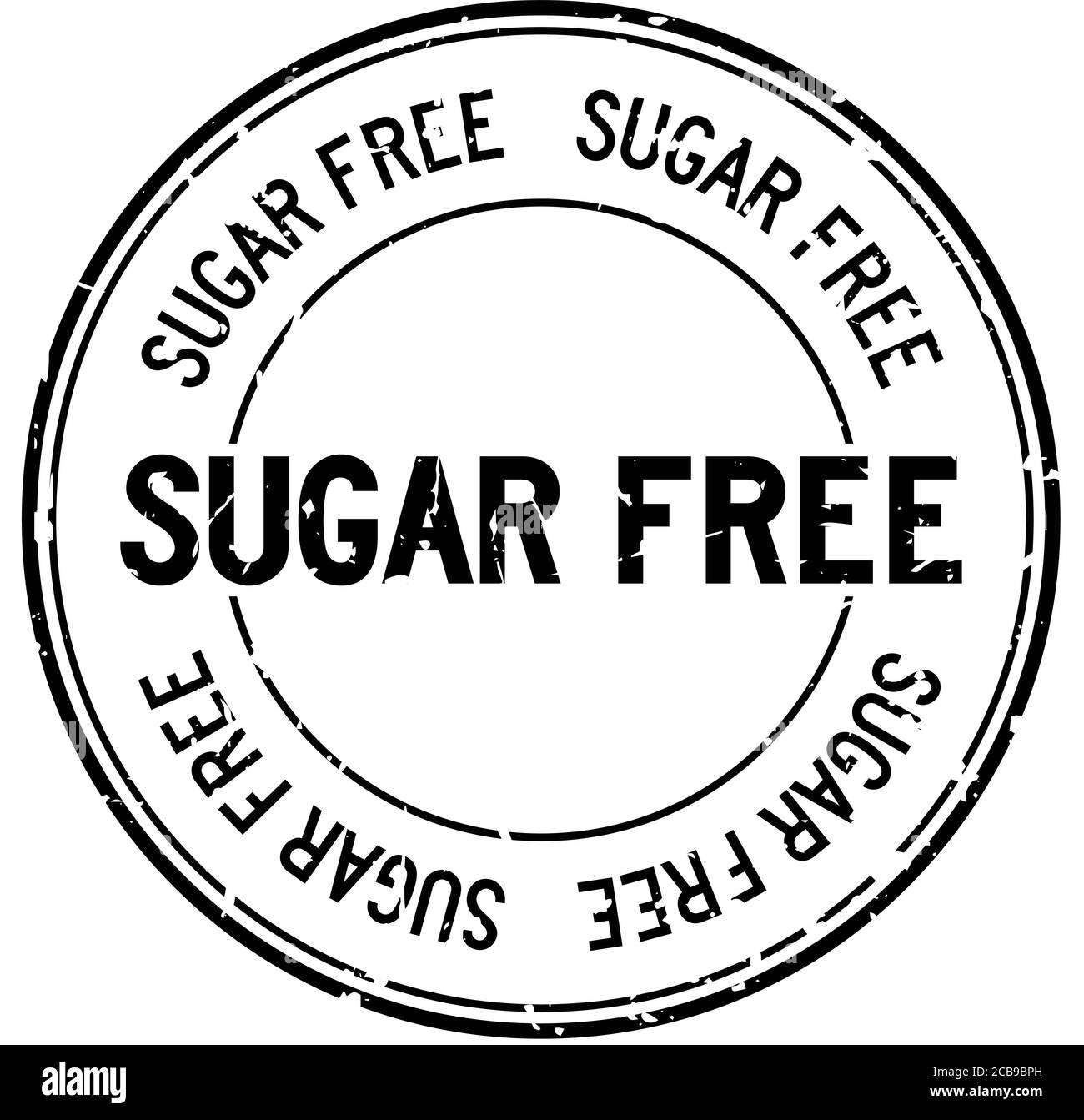 Grunge black sugar free word round rubber seal stamp on white ...