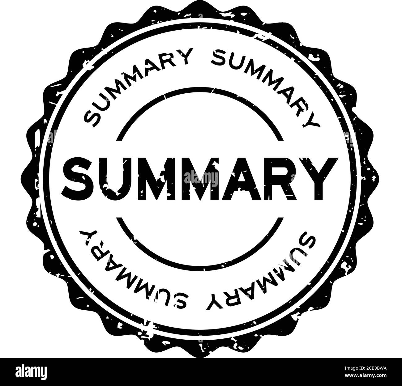 Grunge black summary word round rubber seal stamp on white background ...