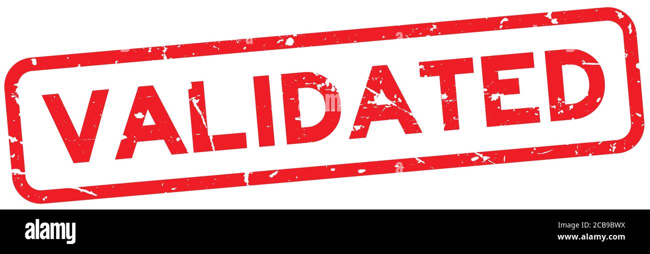 Grunge red validated word square rubber seal business stamp on white background Stock Vector ...