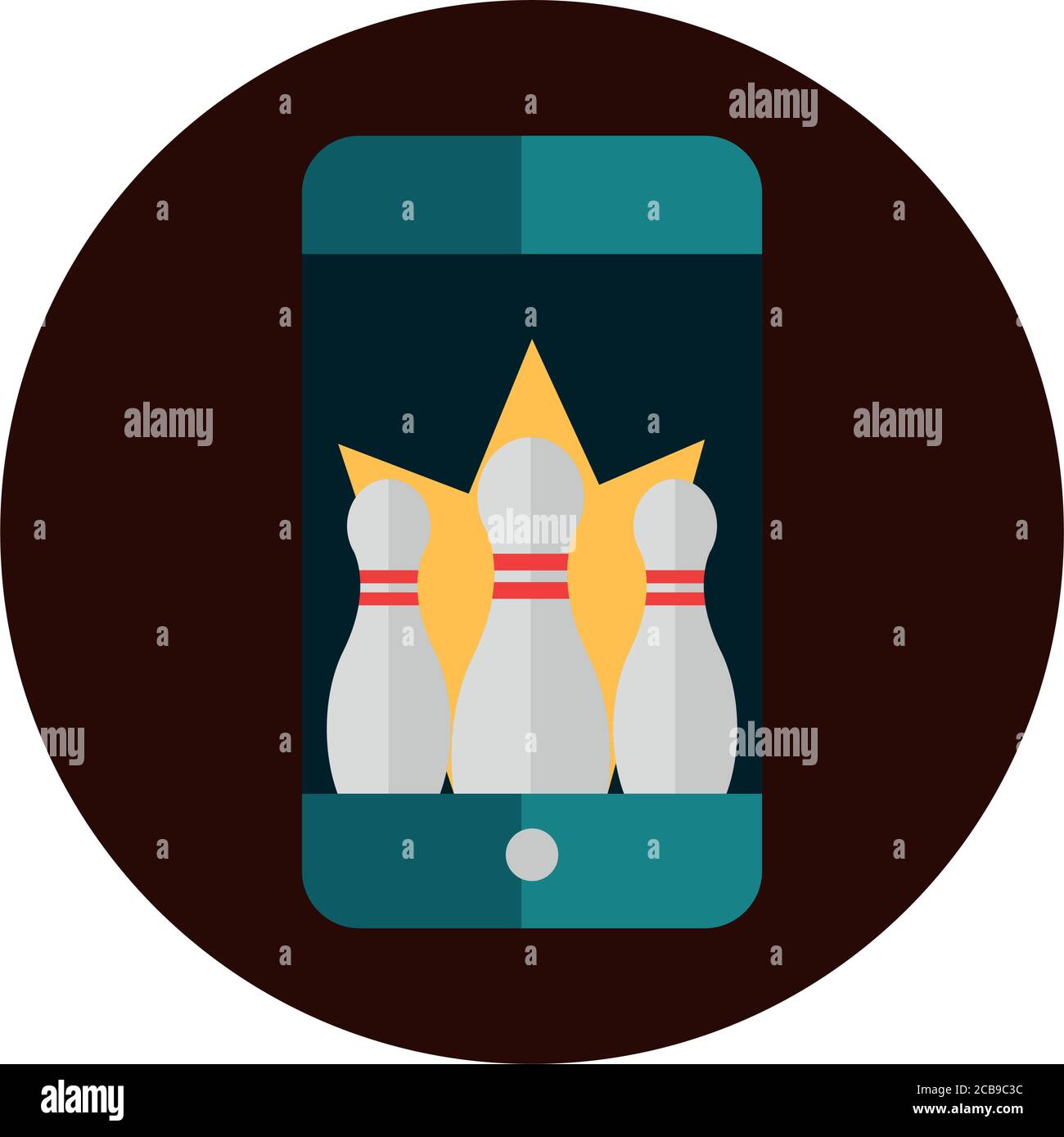 bowling smartphone online app game recreational block flat icon design ...