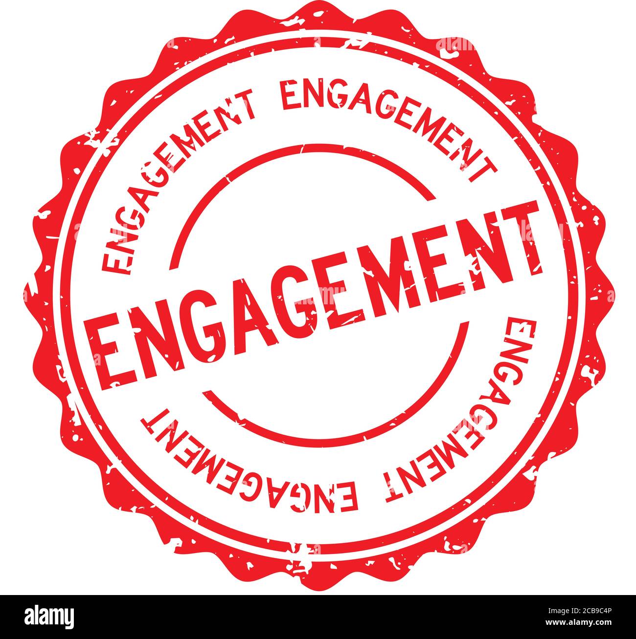 Grunge red engagement word round rubber seal stamp on white background ...