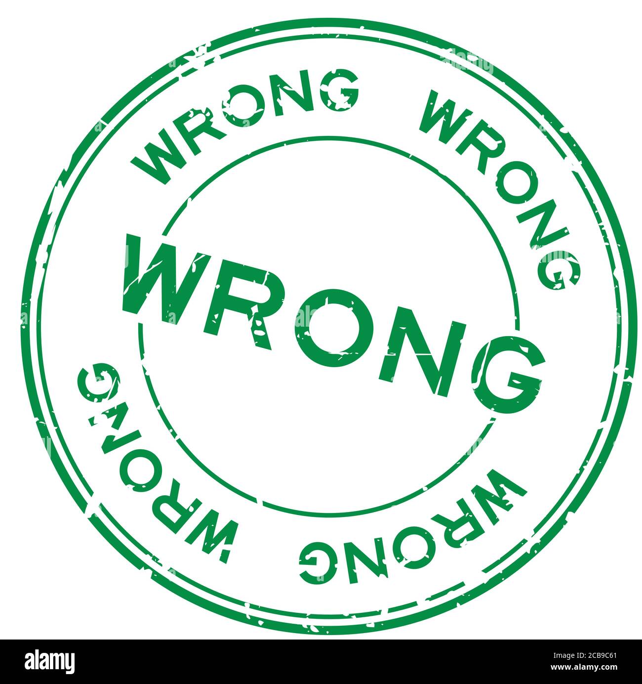 Grunge green wrong wording round rubber seal stamp on white background Stock Vector Image & Art ...