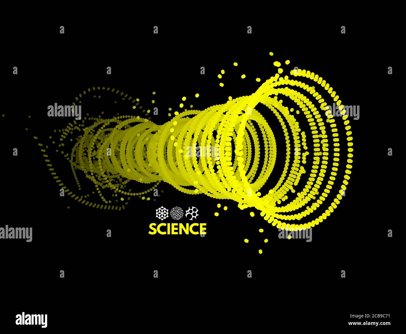 Array with dynamic particles. 3d technology style. Abstract background ...