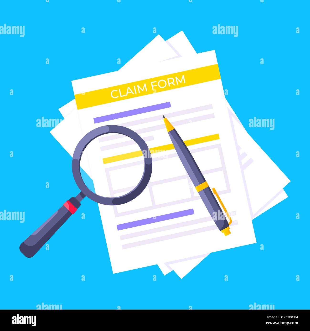 Claim form paper sheets isolated on gray background flat style design ...