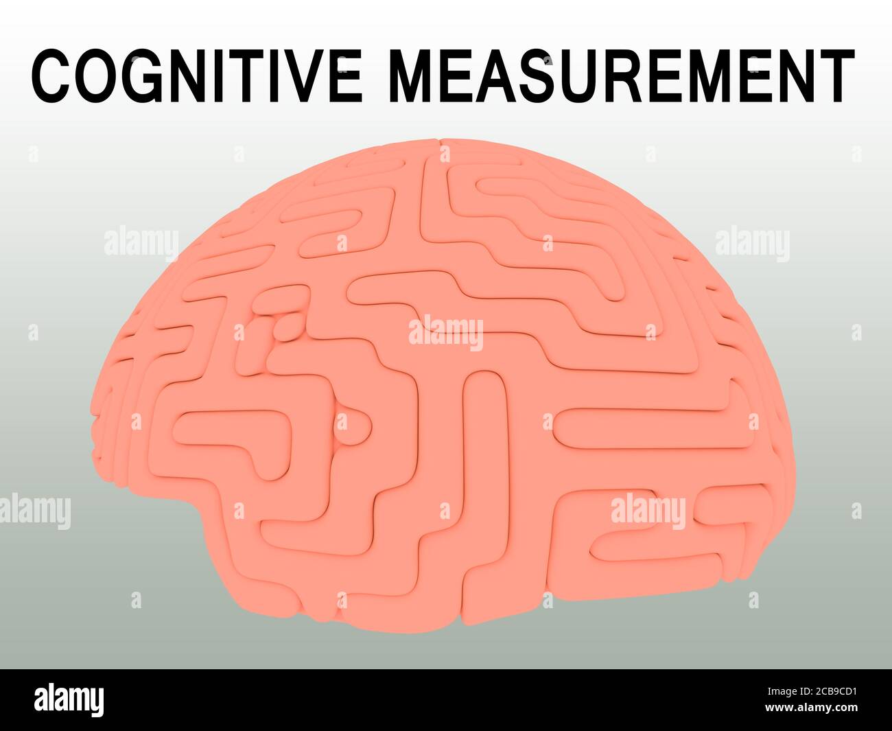 3D illustration of Cognitive Measurement script above a human brain ...