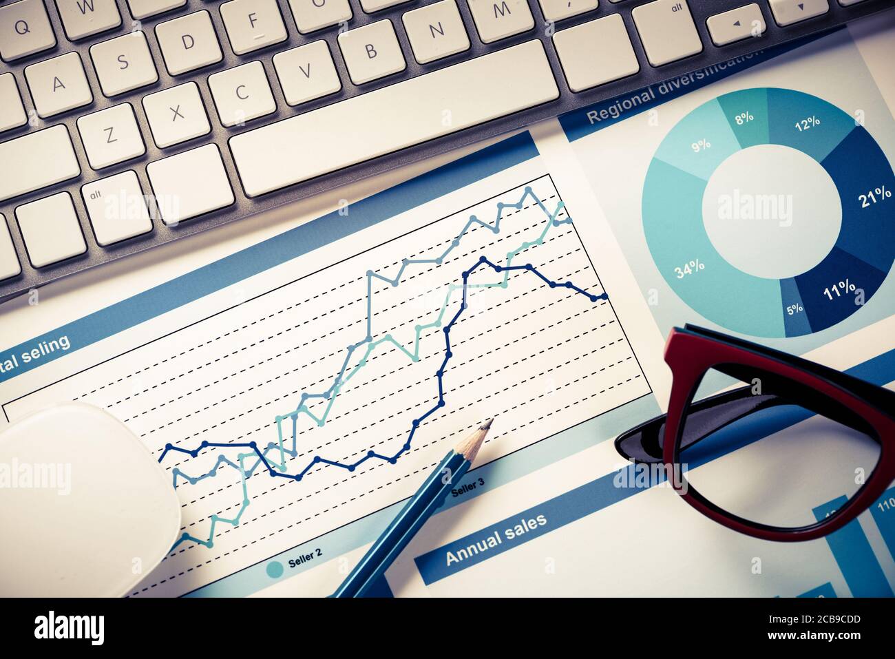 Preparing average sales report Stock Photo - Alamy