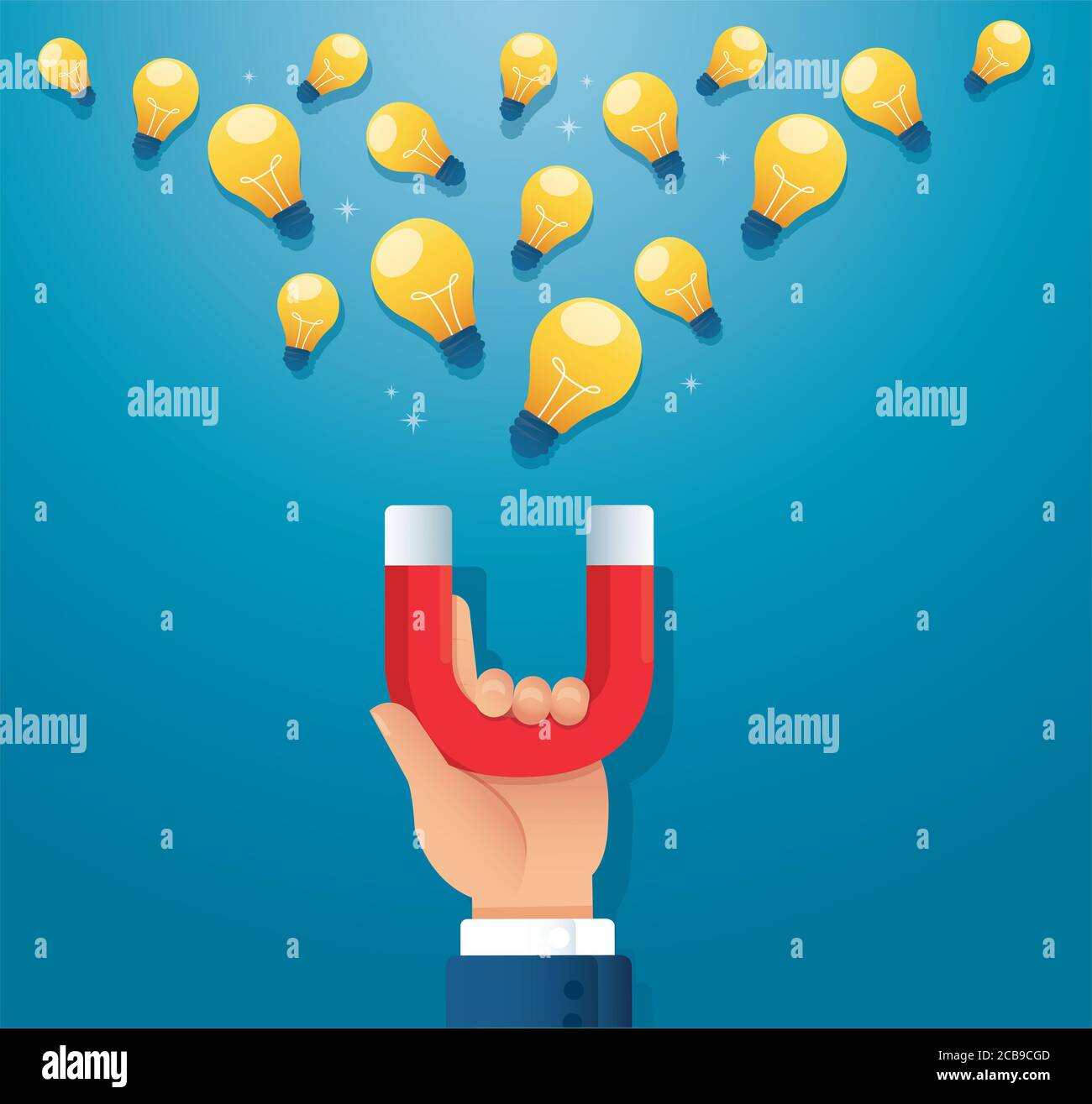 hand holding magnet attracting light bulb creative concept Stock Photo ...