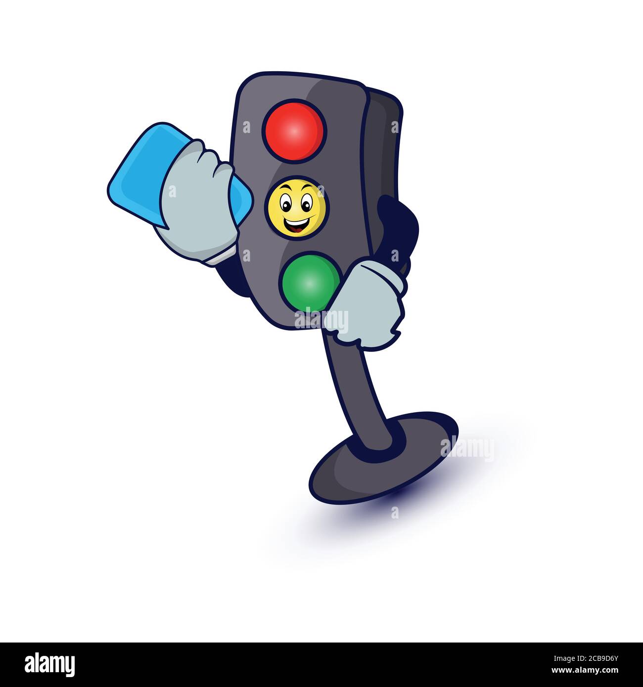 Traffic light character cartoon illustration with phone. Design ...