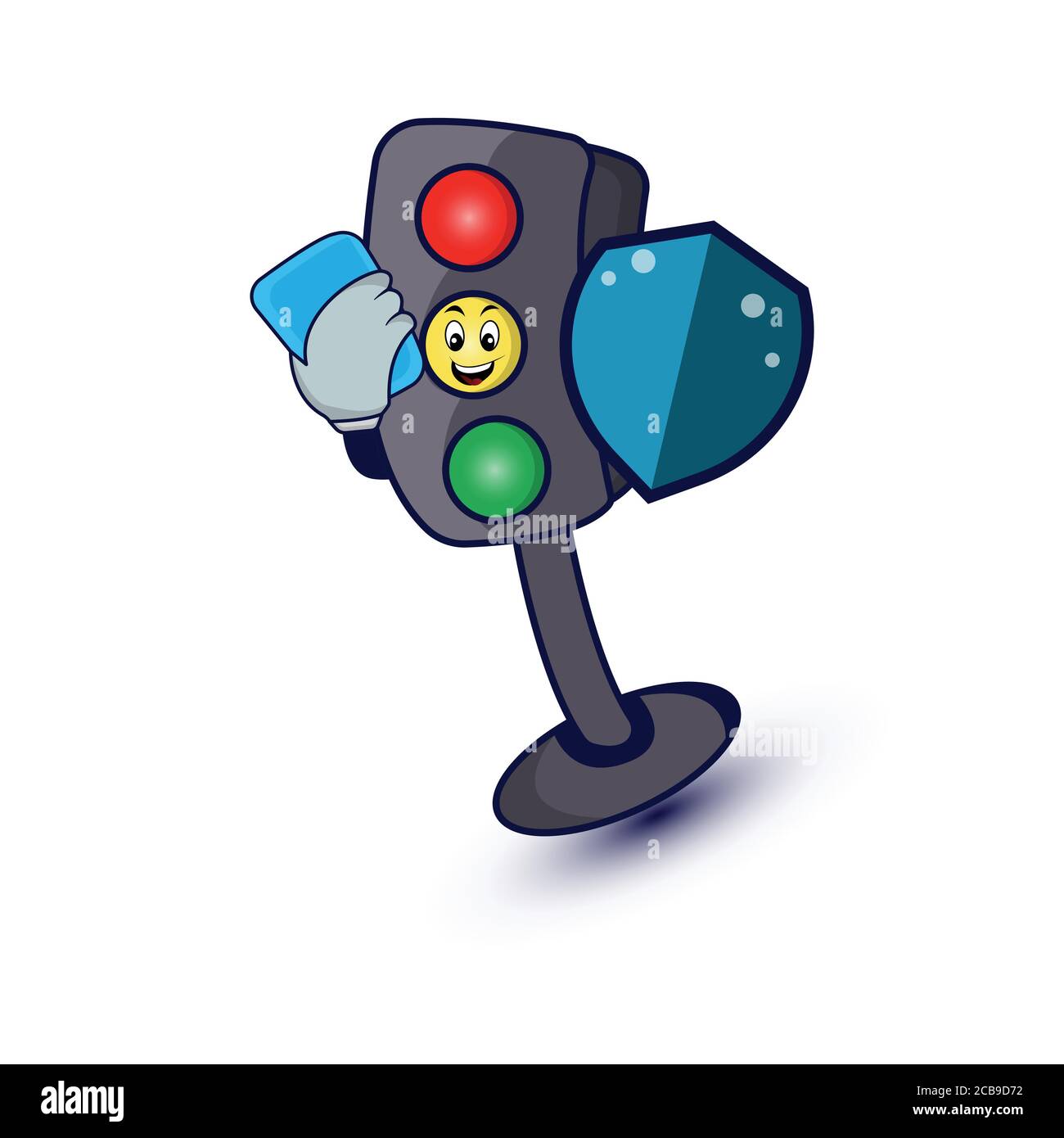 Traffic light character cartoon illustration with phone and security ...