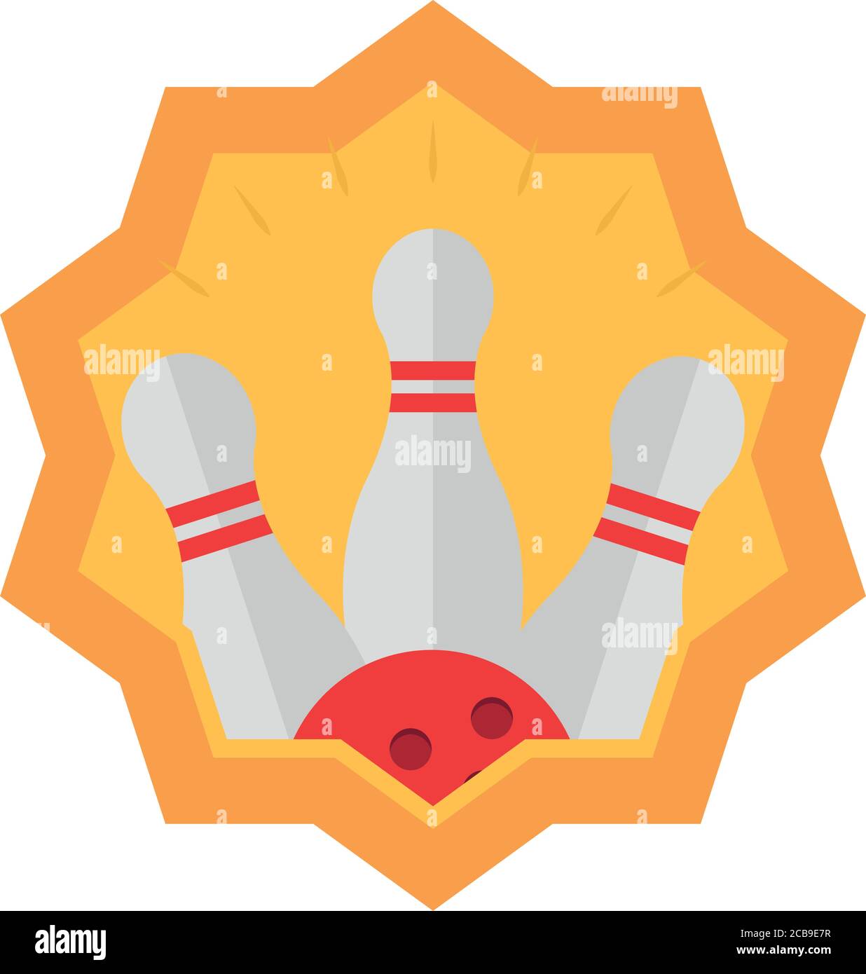 bowling pins and ball championship game recreational sport label flat ...