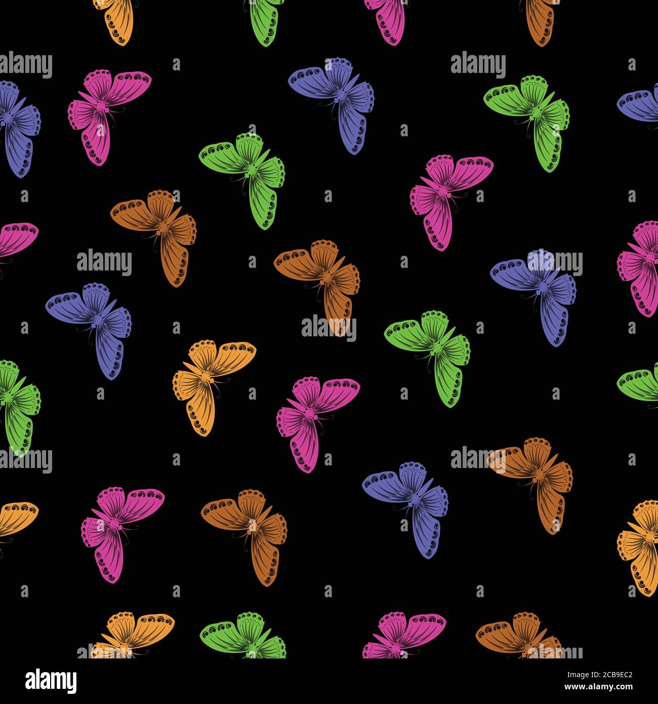 Seamless pattern of flying butterflies different colors. Vector ...
