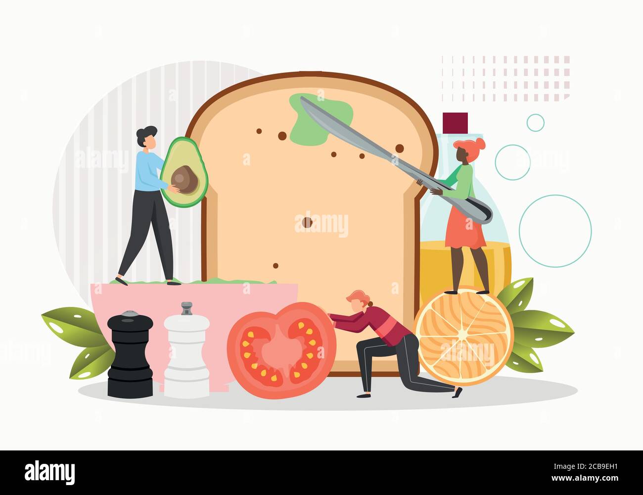 Restaurant chefs preparing delicious sandwich avocado toast, vector ...