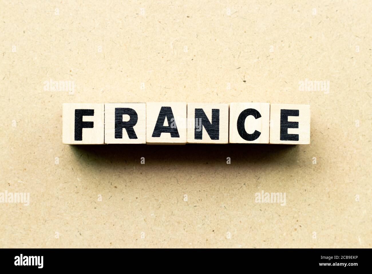 Letter block in word France on wood background Stock Photo - Alamy