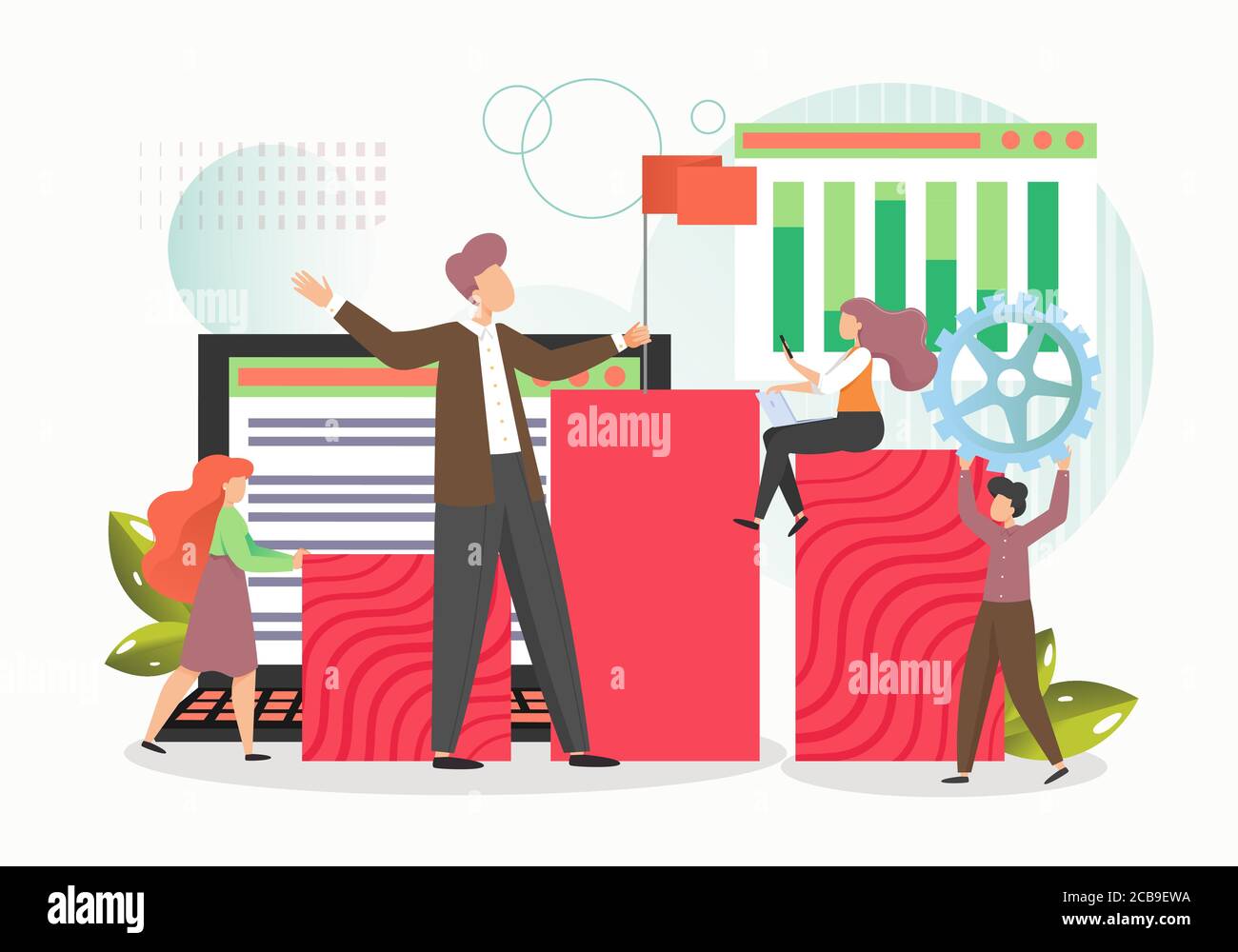 Group people leader holding flag hi-res stock photography and images ...