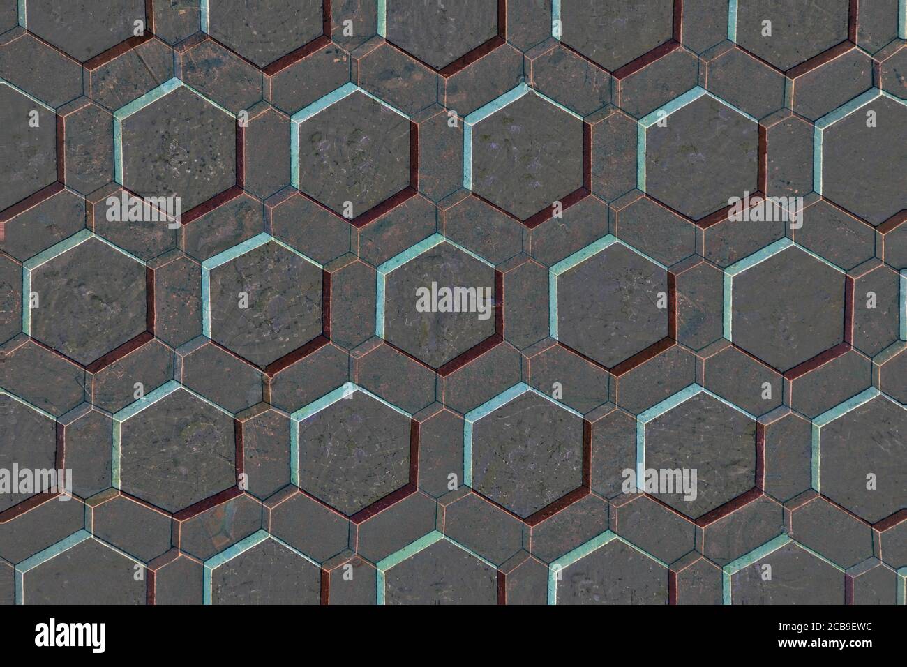 Hexagonal brick flooring dark texture seamless Stock Photo - Alamy