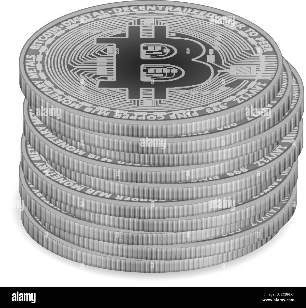 Bitcoin coins on white Black and White Stock Photos & Images - Alamy
