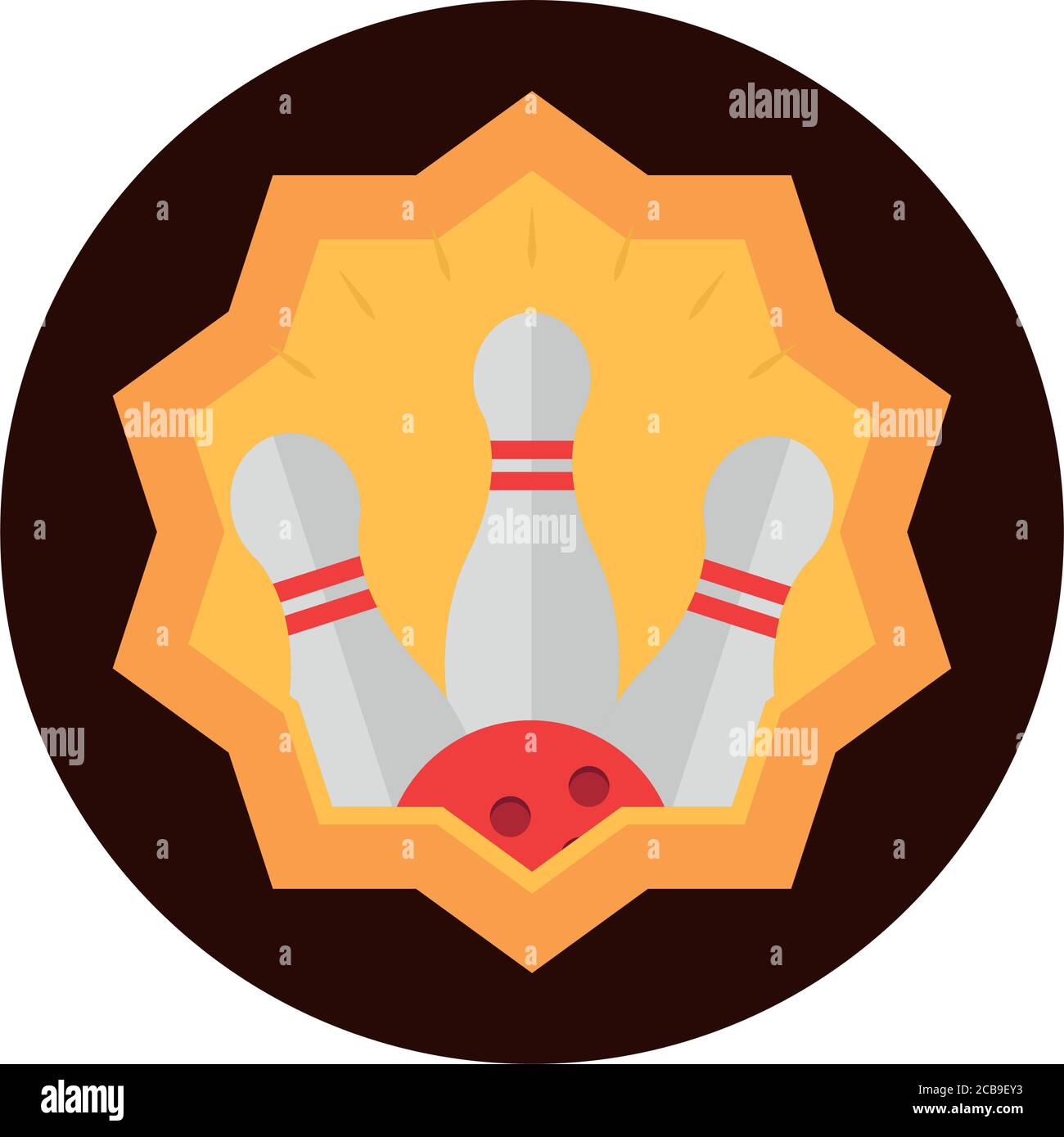 bowling pins and ball championship game recreational sport label block ...
