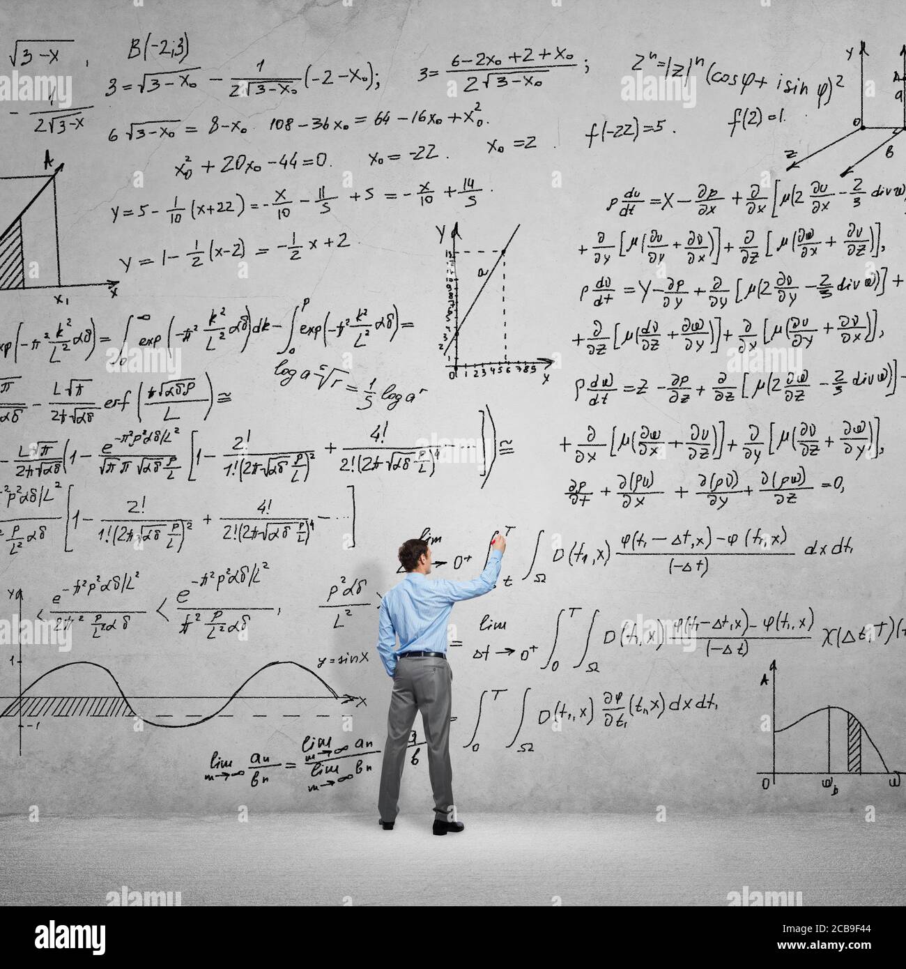 Man draw science formulas Stock Photo - Alamy