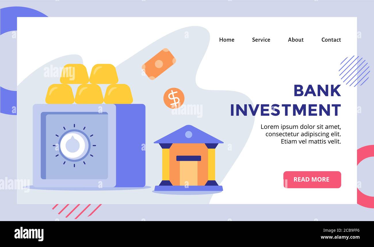 Bank investment gold on vault save deposit for web website home homepage landing page template ...