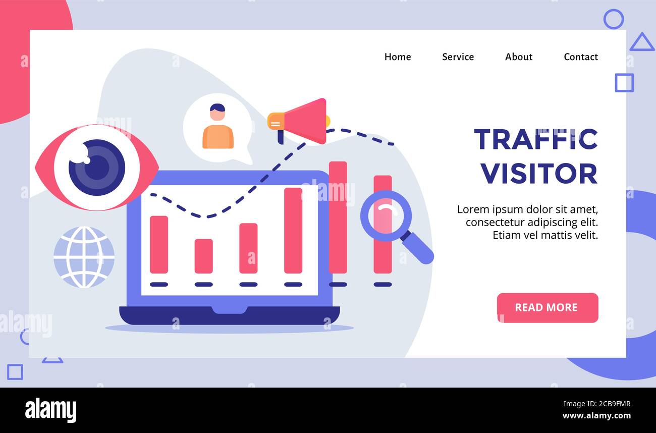 Traffic visitor statistic chart on display for web website home ...