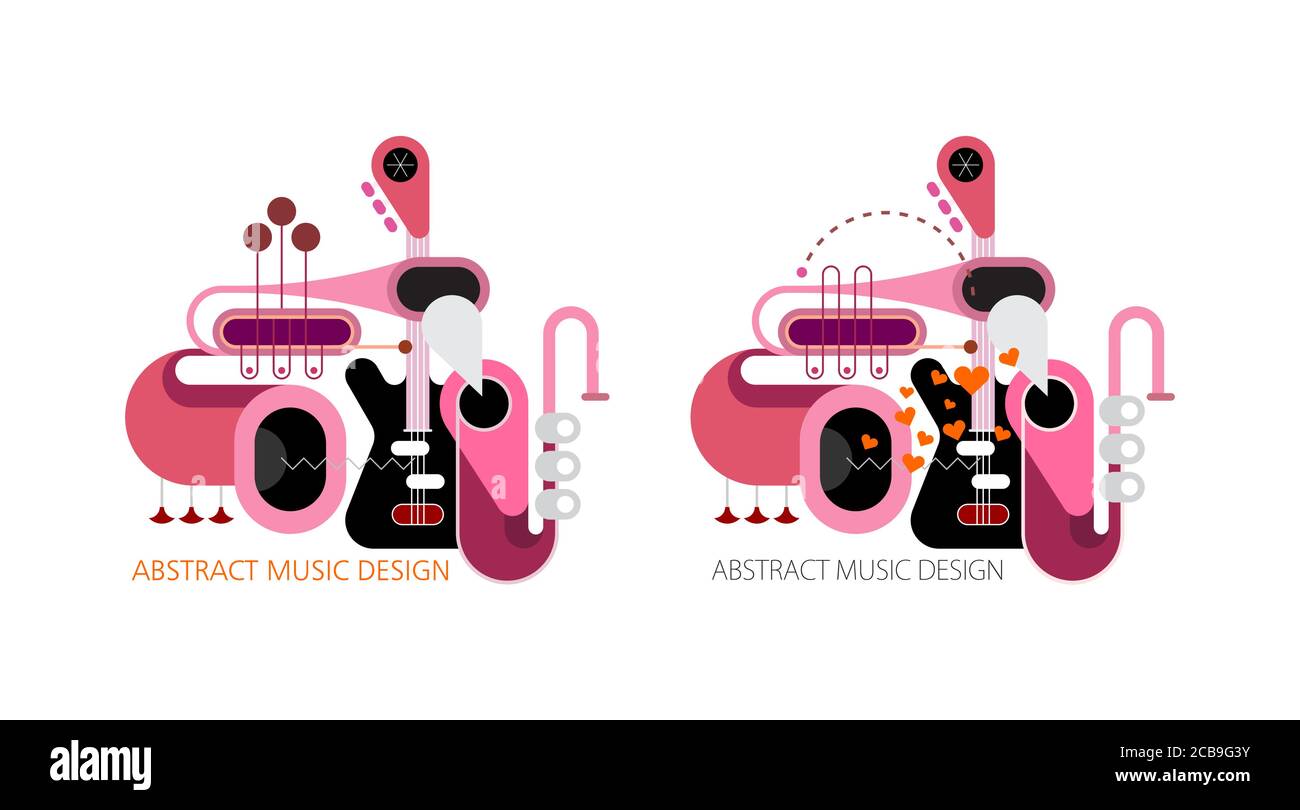 Colored design of various musical instruments isolated on a white ...