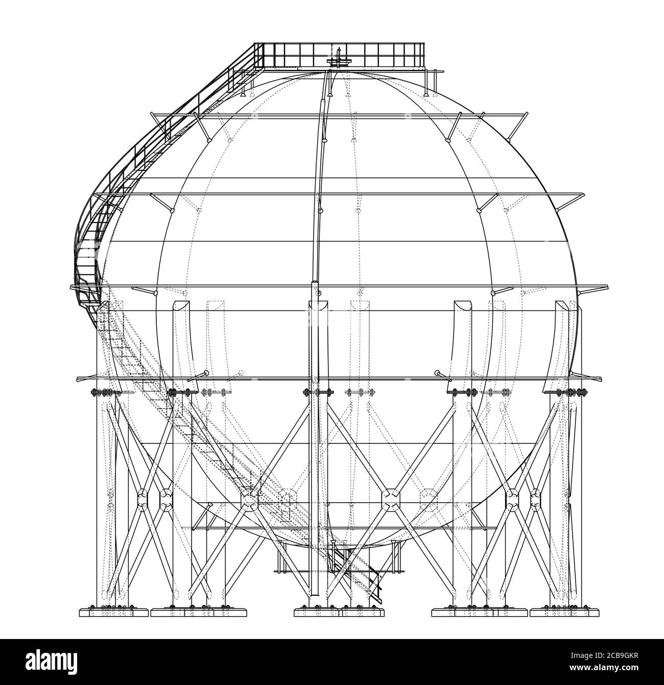 Spherical gas tank outline. 3D illustration Stock Photo - Alamy