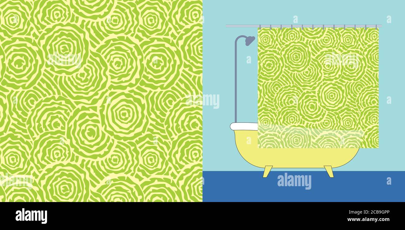 Curtain for bathroom and shower interior design. Vector abstract ...