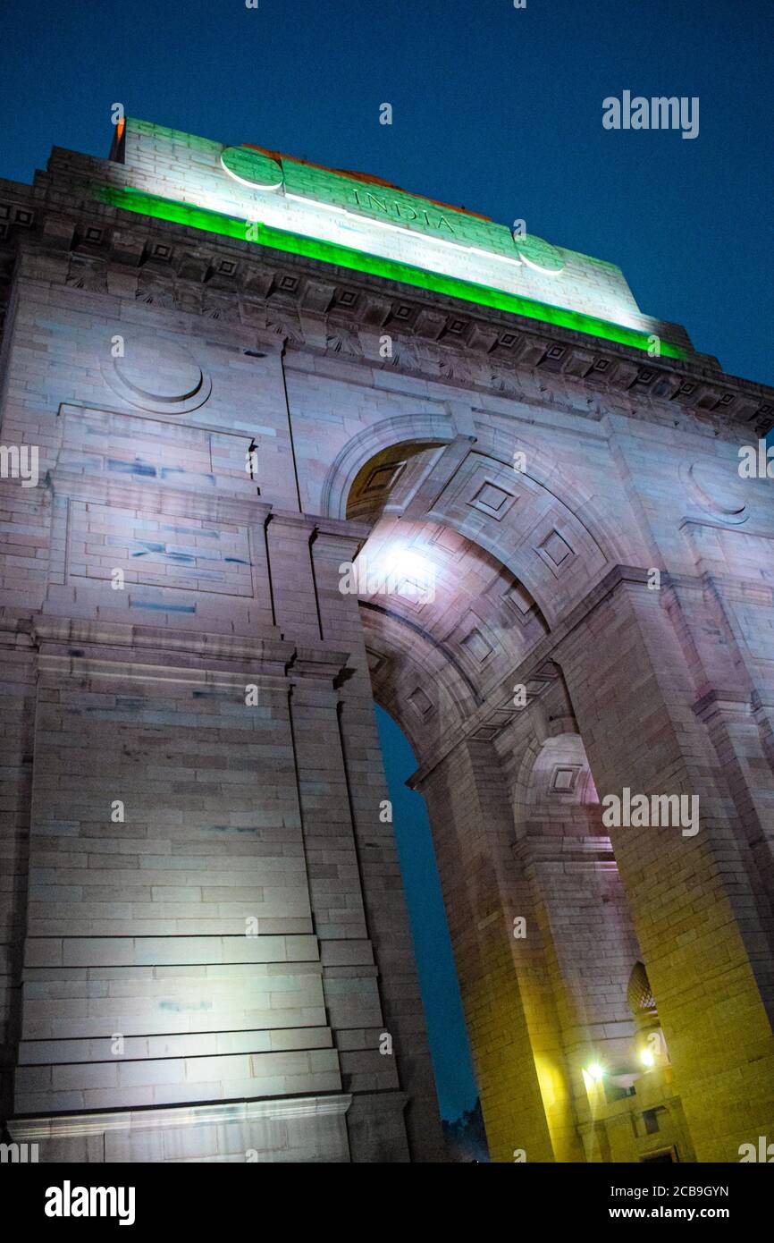 Evening view of India Gate in Delhi India, India Gate view with tri ...