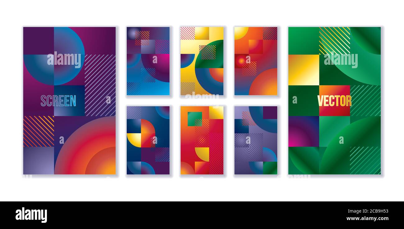 Colorful geometric background. Wallpapers set for mobile app. Modern ...