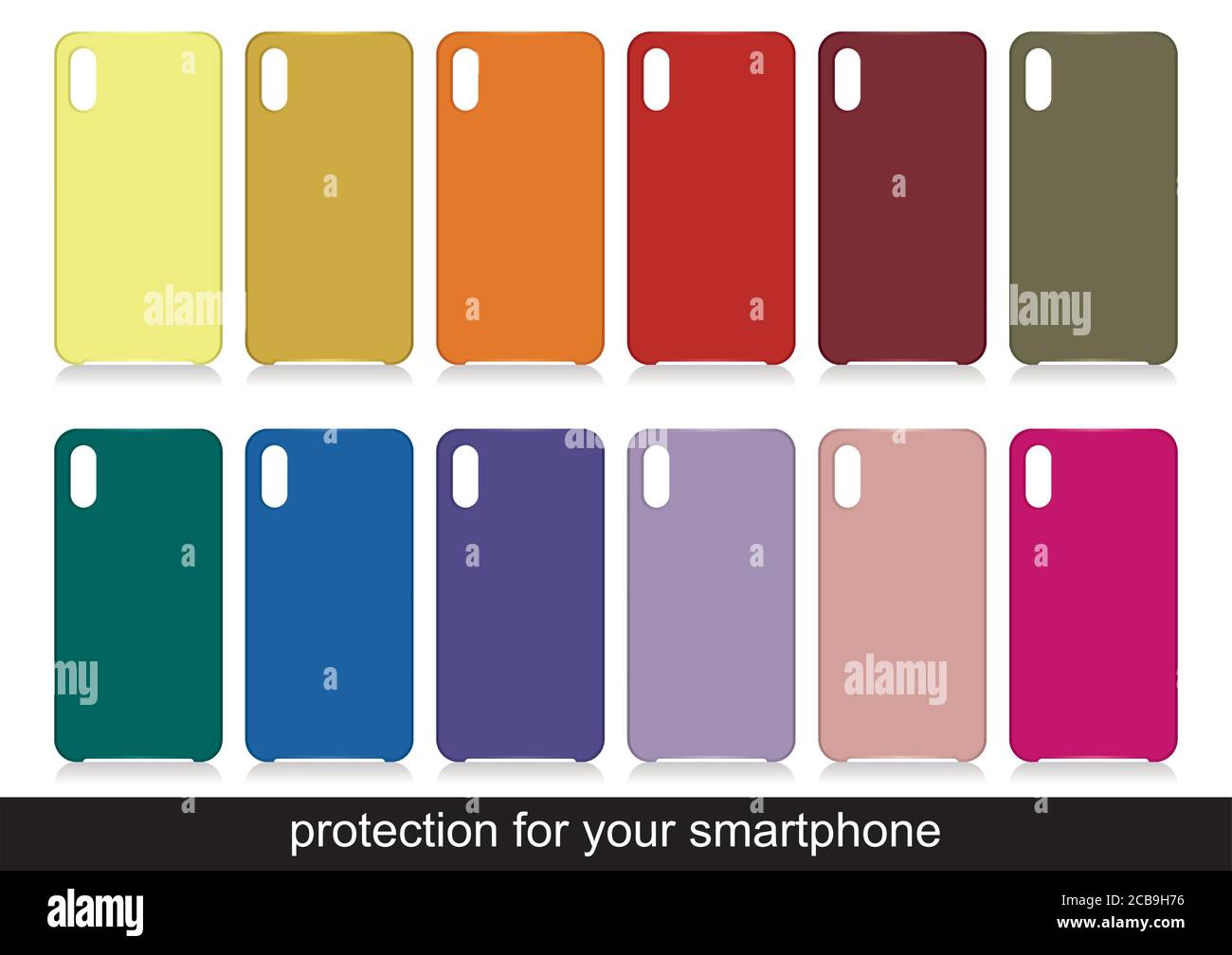 Cases set for smartphone with shadow isolated on white background ...
