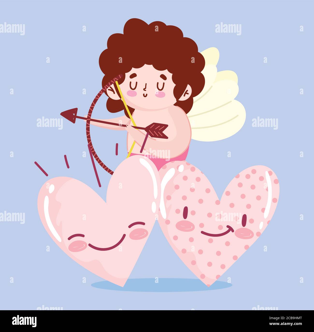 love cute cupid hearts lovely romantic message cartoon vector ...