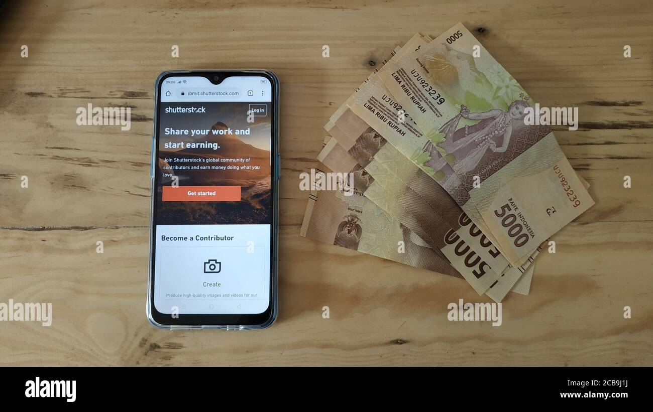 YOGYAKARTA, INDONESIA - Jul 18, 2020: Shutterstock app where you sell ...