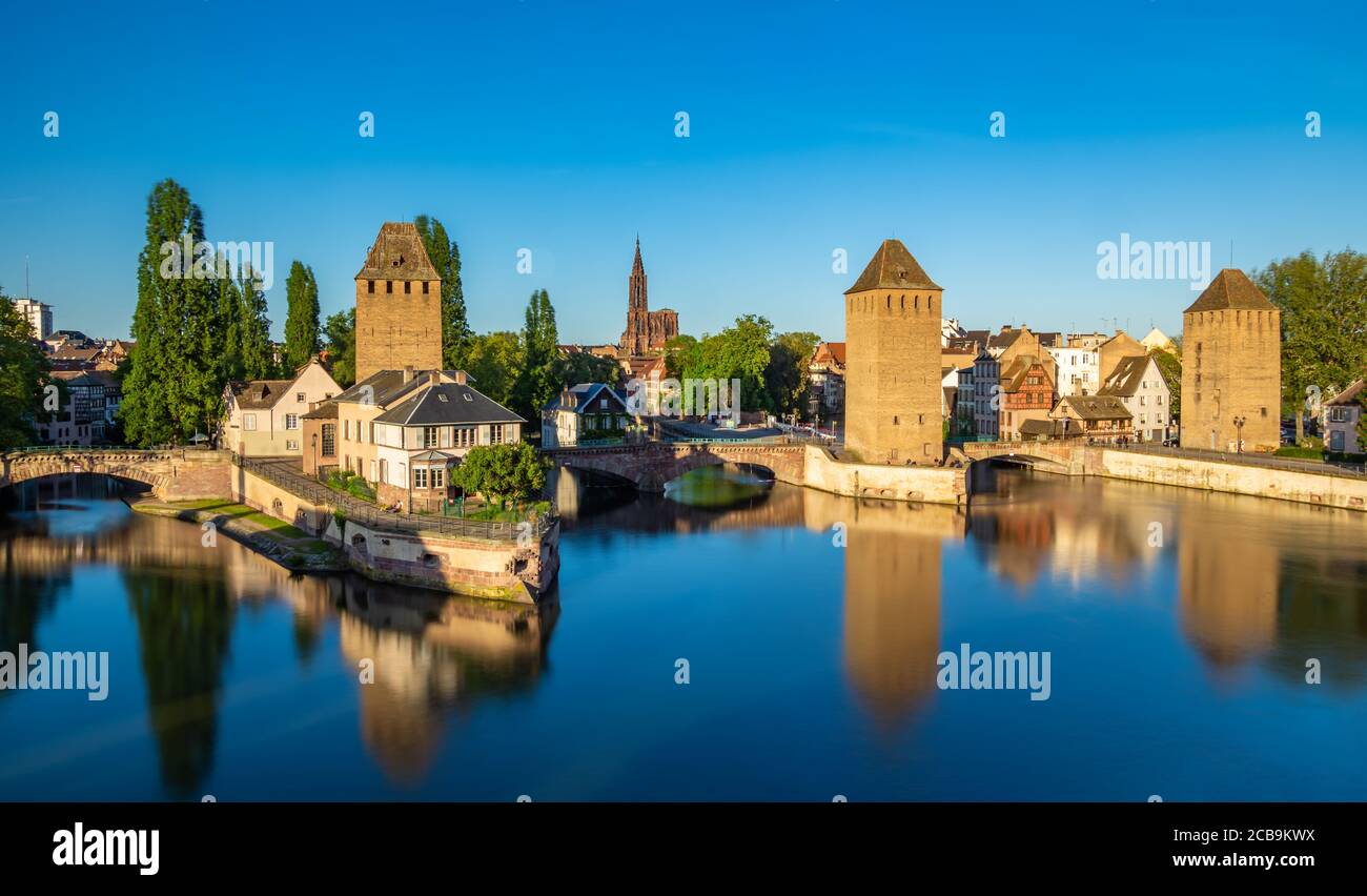 Tourist area "Petite France" in Strasbourg, France and covered bridges ...